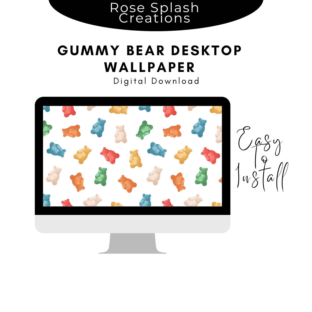 Gummy Bear Desktop Wallpaper| Digital Wallpaper| Cute Wallpaper for ...