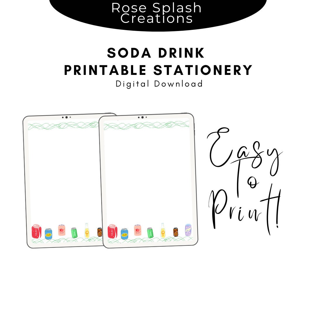 Drink Soda Journal Printable Soda Letter Pages Unlined and Lined ...