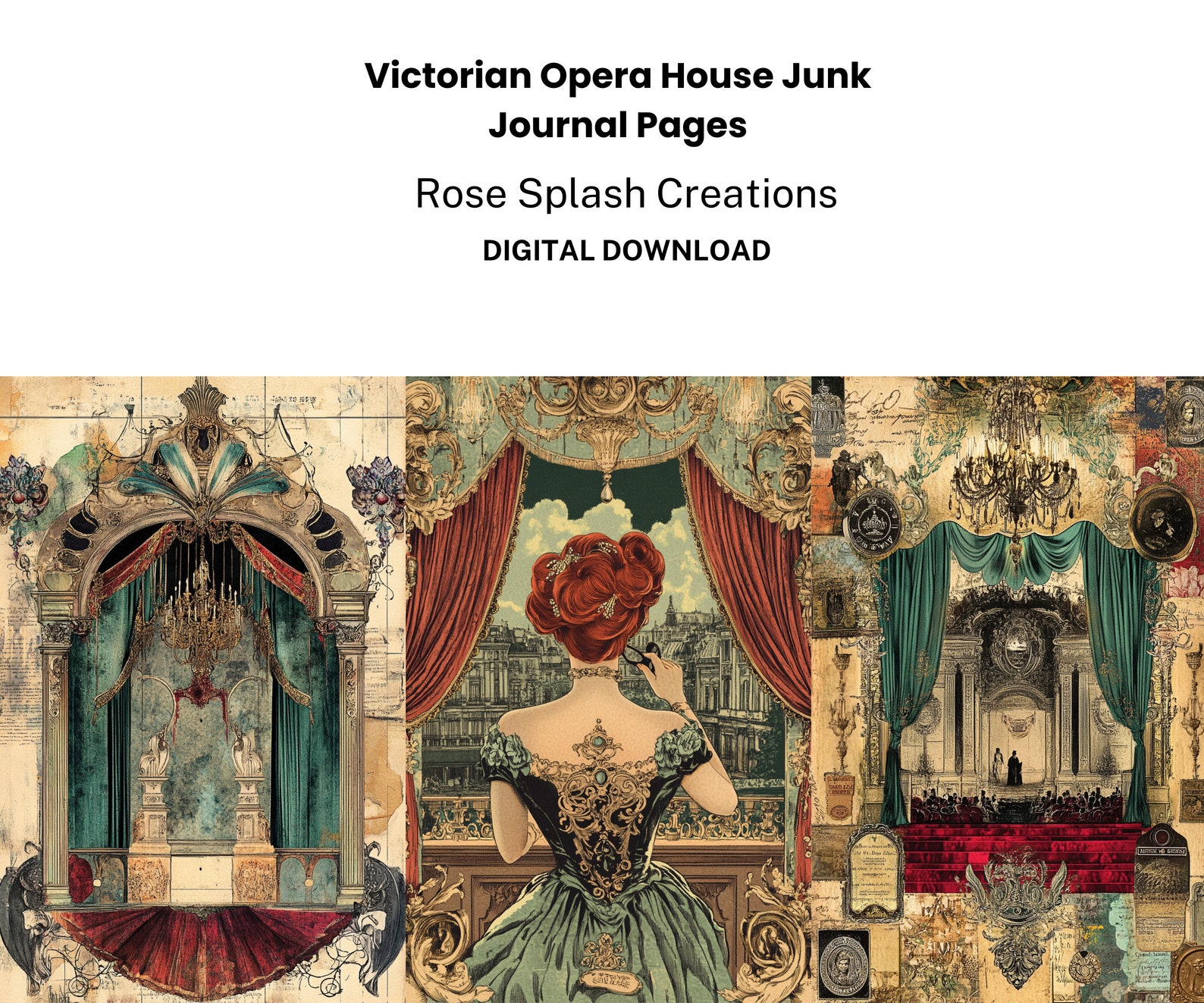 Victorian Opera Night Printable Junk Journal Kit| 8 Digital College ...