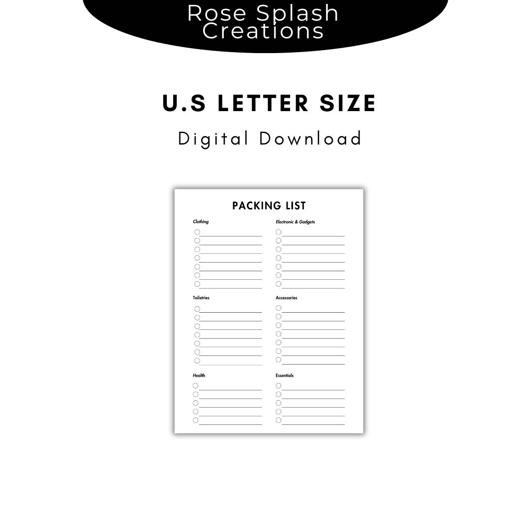 Simple Packing List Printable| Travel Printable| Packing List PDF ...