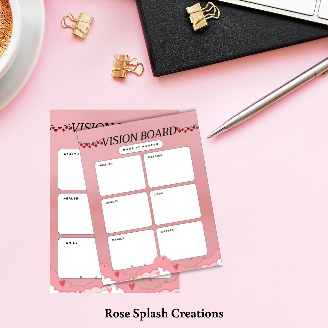Heart Theme Vision Board Printable Mini Planner Printable - Etsy