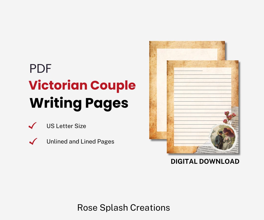 Victorian Couple Printable Stationery Set| Victorian Courtship Writing ...
