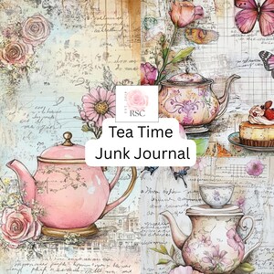 Tea Time Junk Journal| 20 Illustrations for Printable Junk Journal| PDF ...
