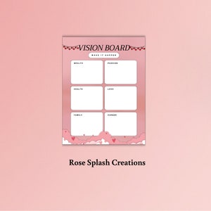 Heart Theme Vision Board Printable, Mini Planner Printable ...