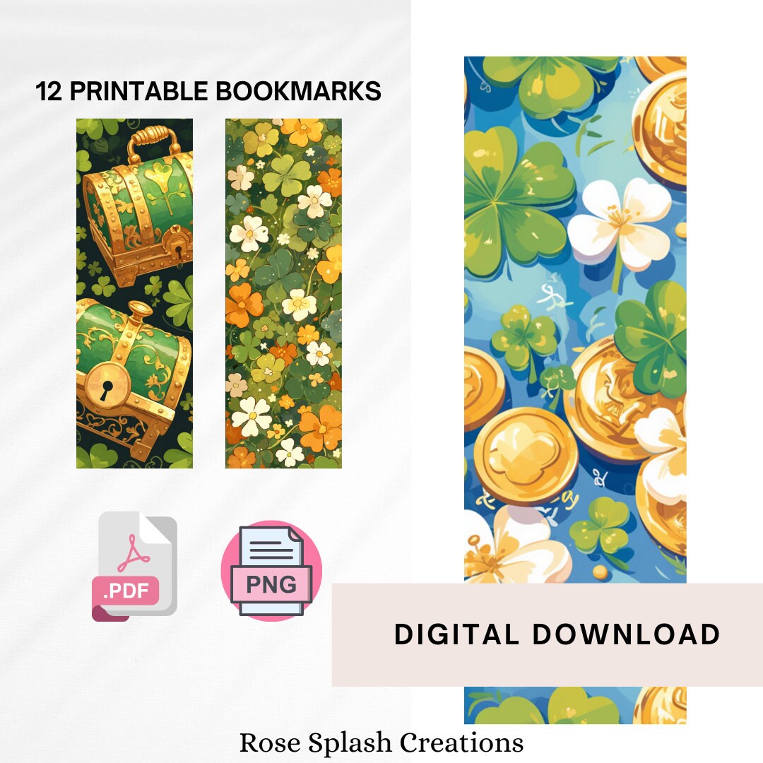 St. Patricks Day Bookmarks, Digital Download, Bookmarks, Bookmarks for ...