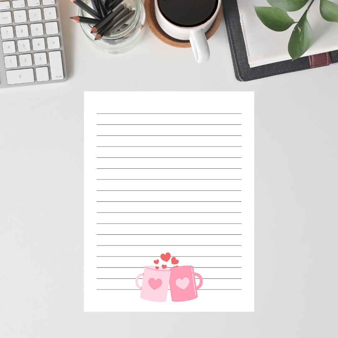 Valentine's Day Printable Paper, Love, Heart Stationery, Unlined and ...