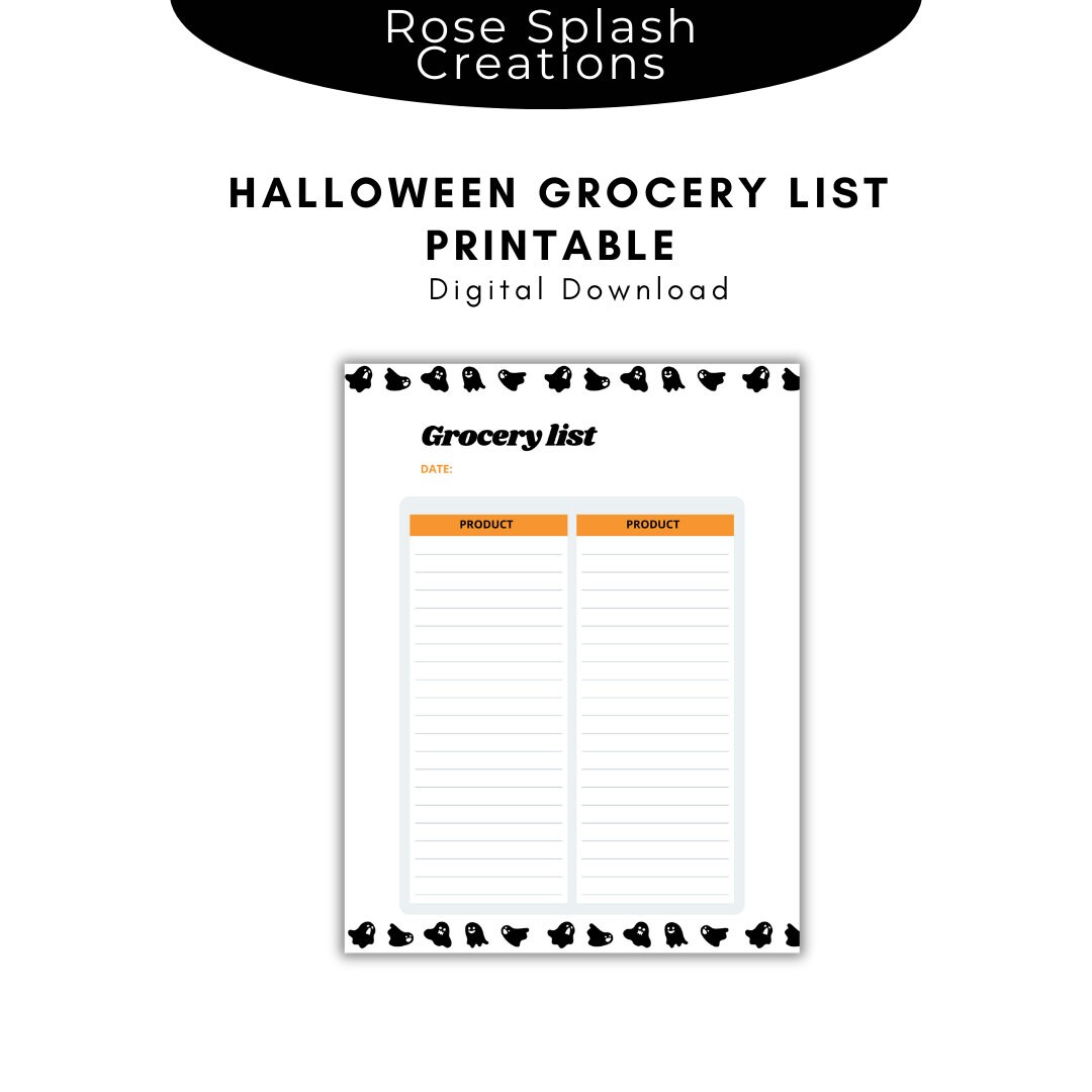 Halloween Ghost Grocery List Printable Grocery List PDF - Etsy