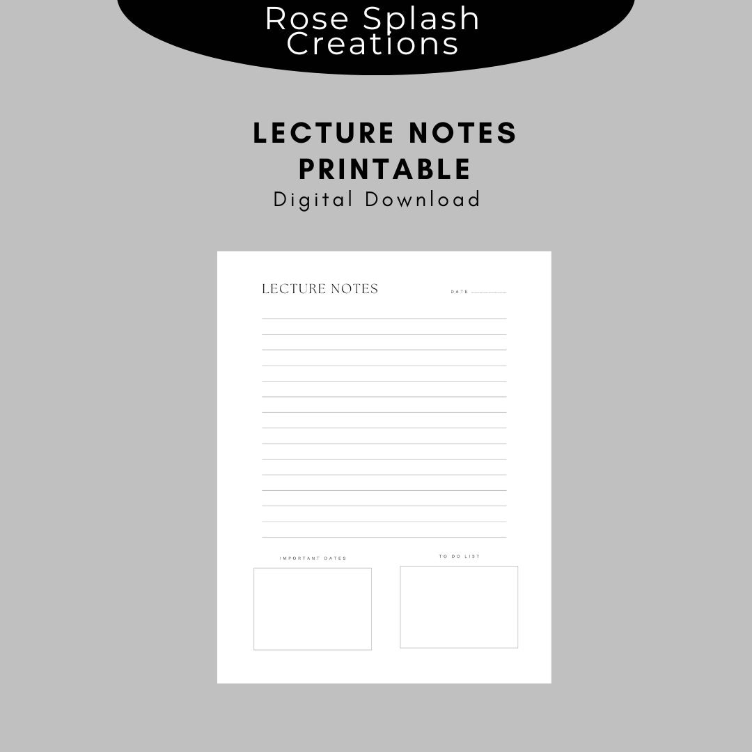 Printable Lecture Notes for College Students, Note-taking Pages ...