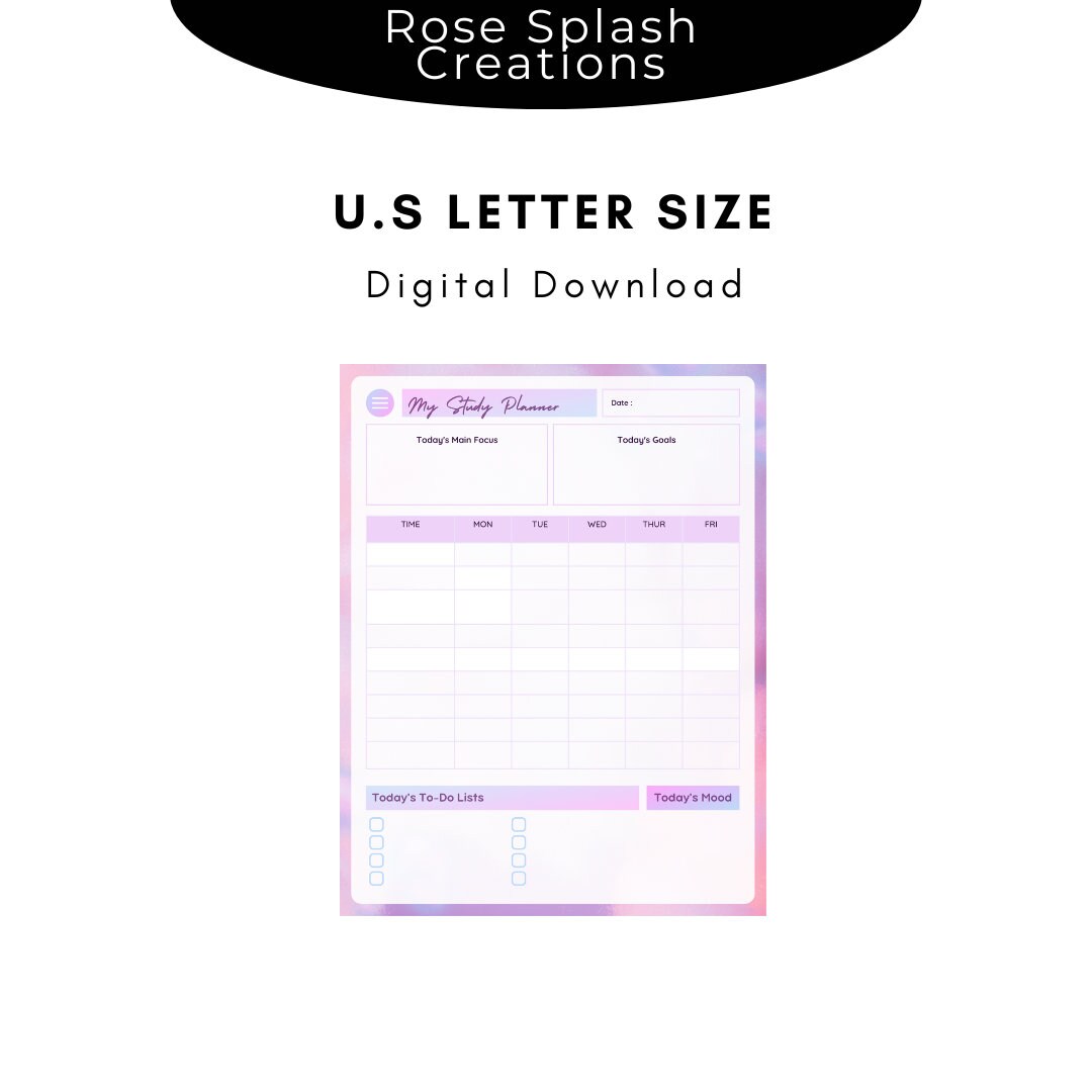 Gradient My Study Planner Printable| Pink Gradient| Study Schedule ...