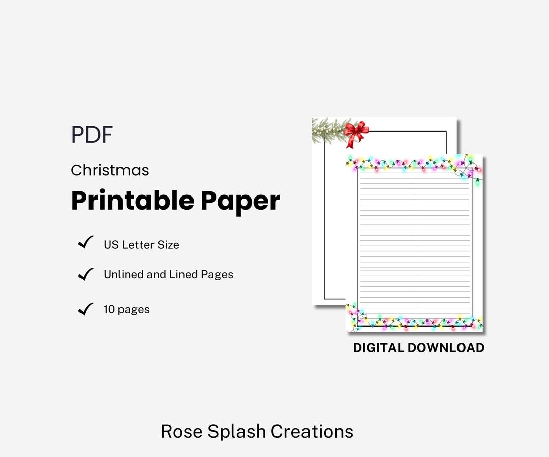 Printable Christmas Lights|christmas Lights Stationery Set – 5 Festive ...