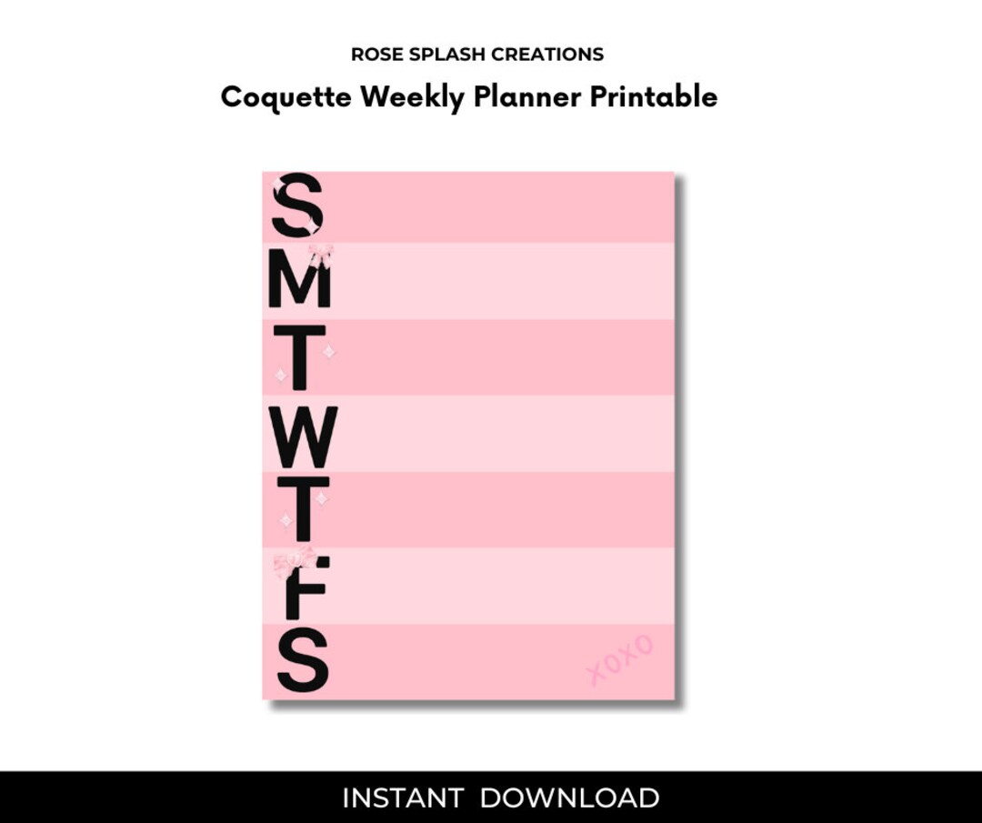 Coquette Undated Weekly Planner| Large Font Planner| Weekly ...