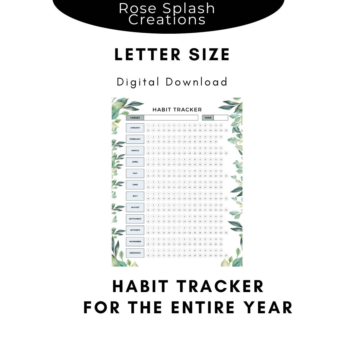 Undated Habit Tracker Printable| Habit Tracker for the Entire Year ...