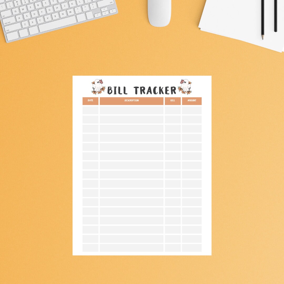 Ghost Bill Tracker Printable Expense Tracker for Monthly Finance - Etsy