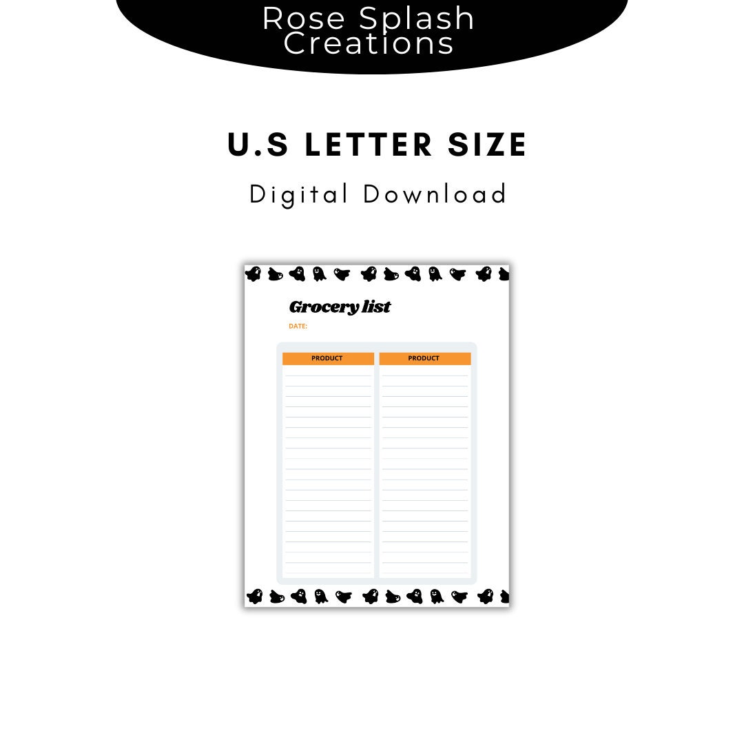 Halloween Ghost Grocery List Printable Grocery List PDF - Etsy