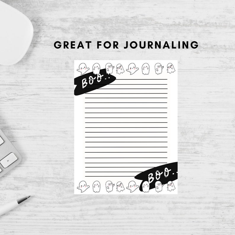 Ghost Journal Printable| Halloween Stationery| Cute Ghost Stationery ...