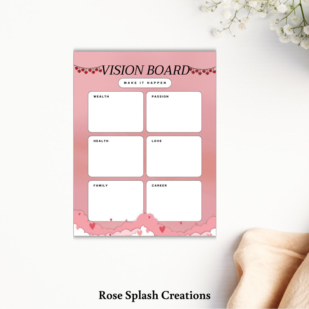 Heart Theme Vision Board Printable Mini Planner Printable - Etsy