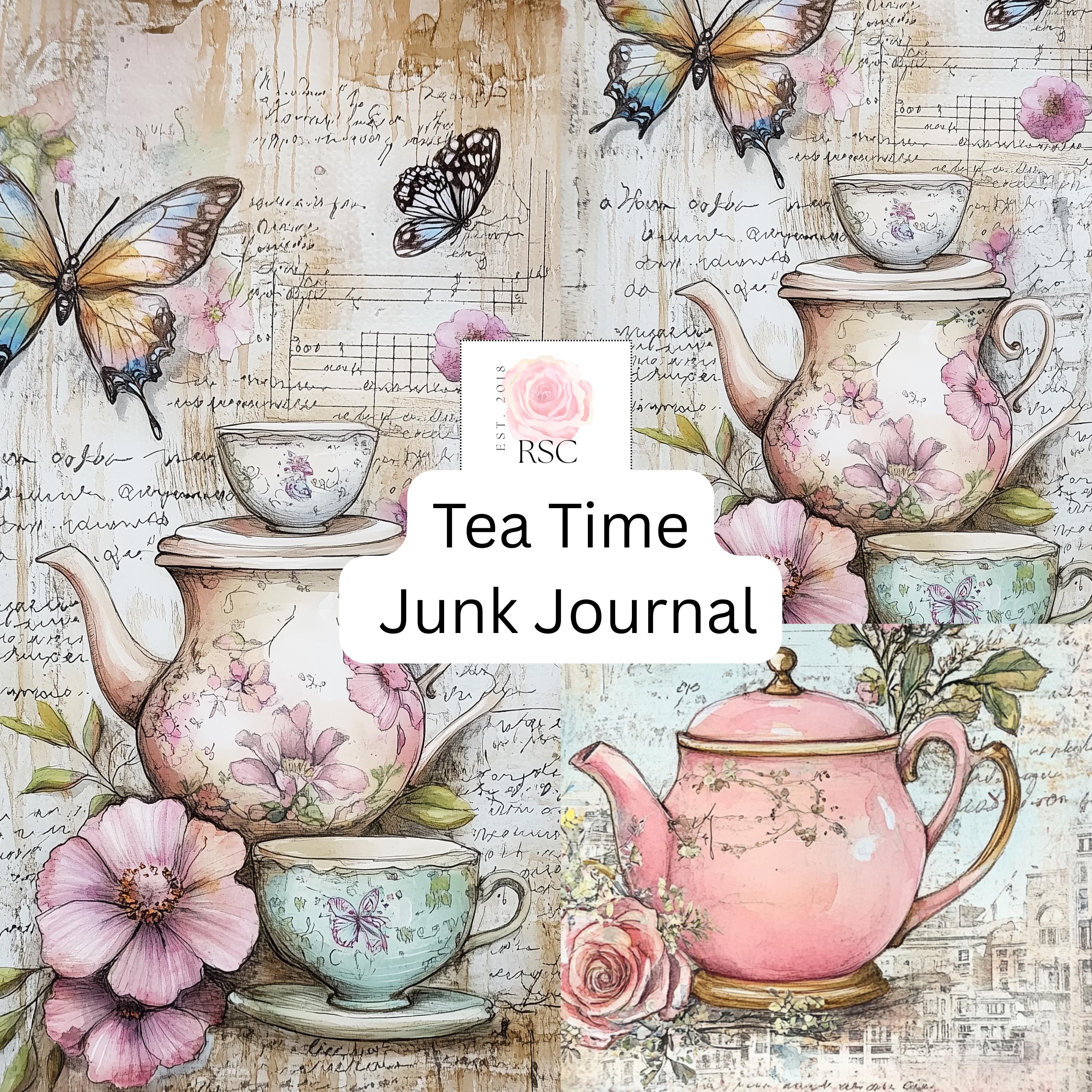 Tea Time Junk Journal| 20 Illustrations for Printable Junk Journal| PDF ...