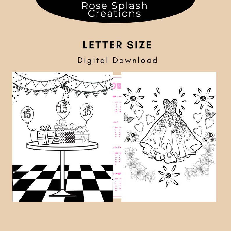 Quincenera Coloring Pages| 10 Coloring Pages | Coloring Page Bundle - Etsy
