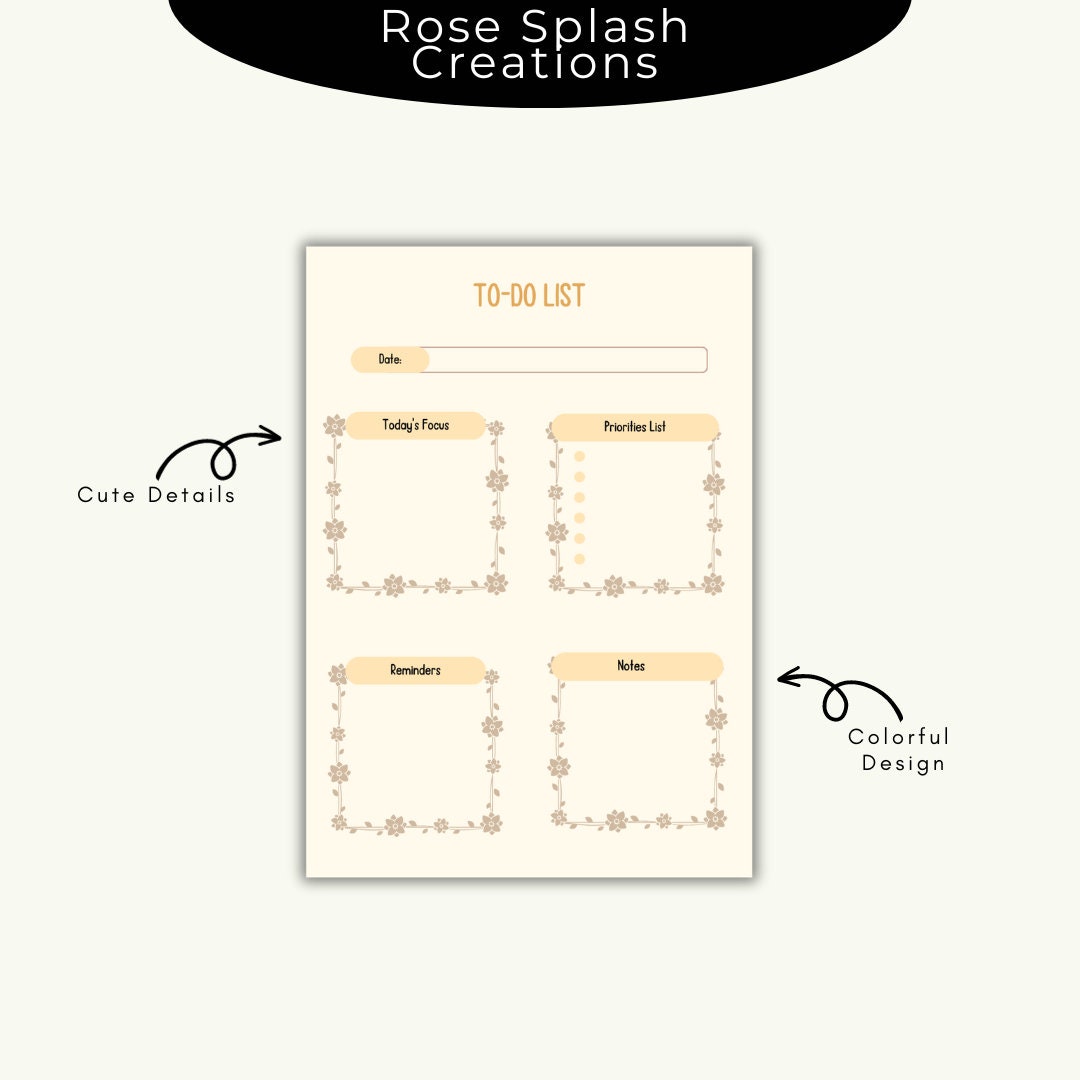 To Do List Printable Organizational Printables Cute to Do List PDF ...
