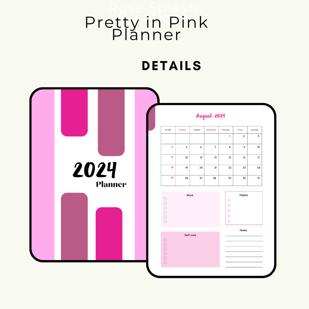 Pretty in Pink Planner: Printable Planner Bullet Journal 2024 Bundle ...