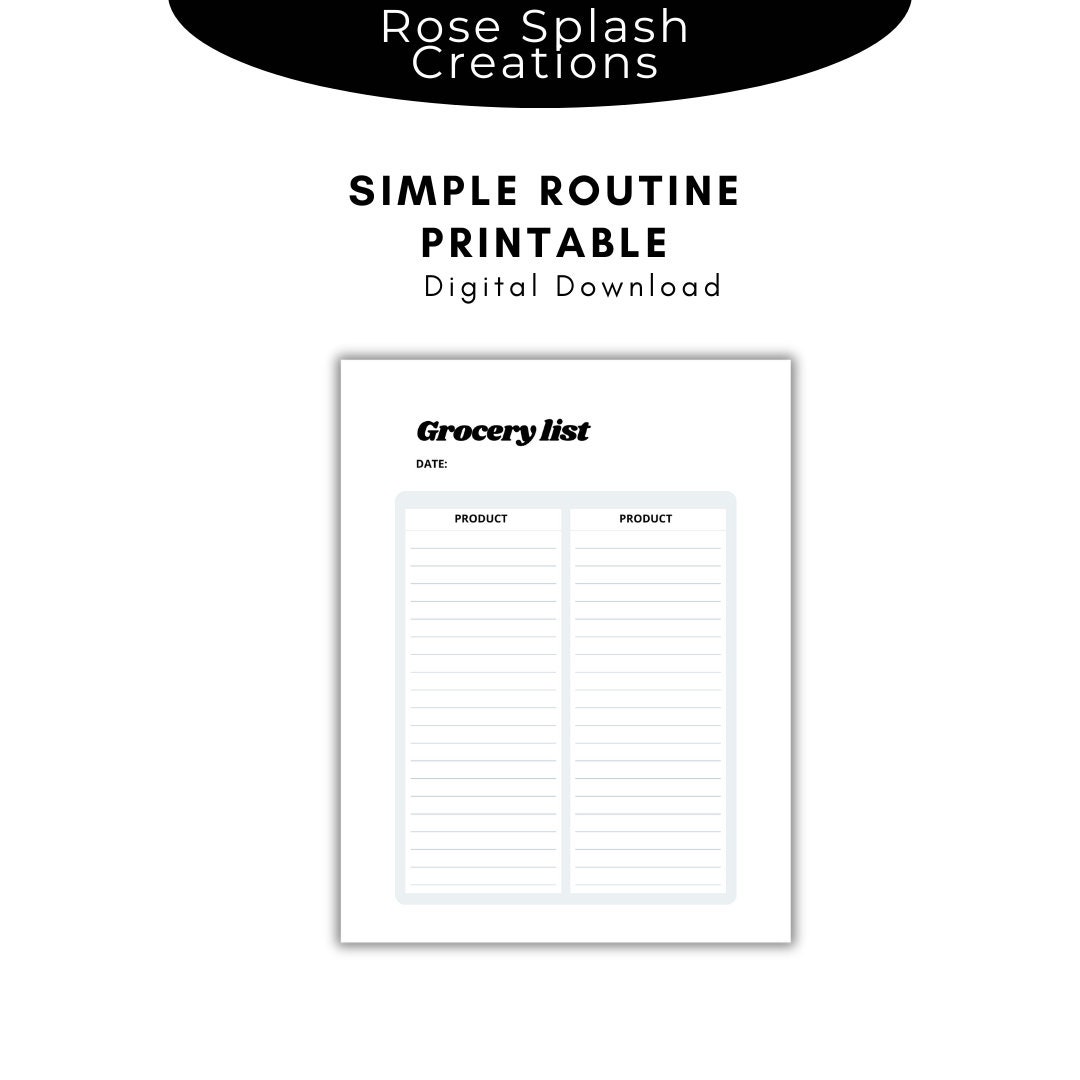 Simple Grocery List Printable| Organization Tools| Store List| Digital ...