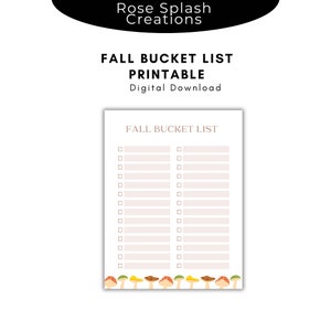 Fall Bucket List Printable, Bucket List for the Fall, Fall Printables ...