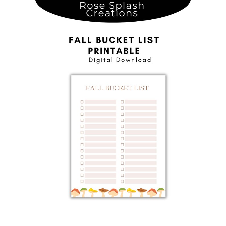 Fall Bucket List Printable, Bucket List for the Fall, Fall Printables ...