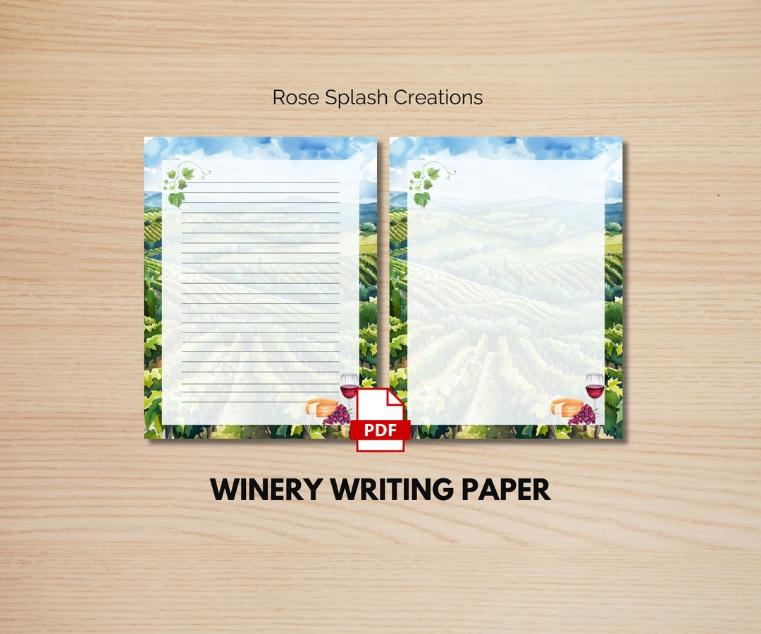 Winery Writing Paper| Winery Theme Stationery PDF| Writing Paper ...