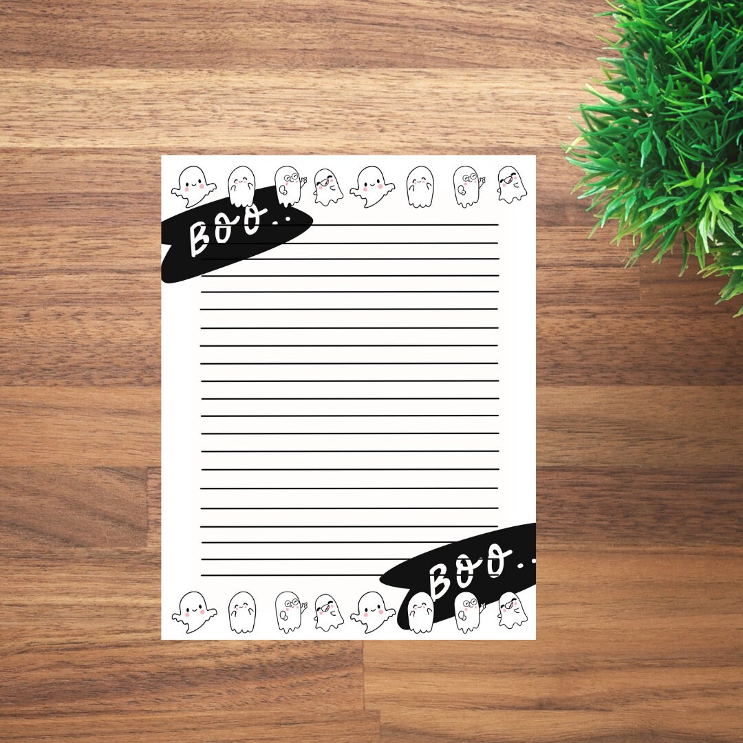 Ghost Journal Printable| Halloween Stationery| Cute Ghost Stationery ...