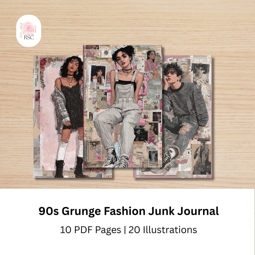 90s Grunge Fashion Junk Journal| 90s Aesthetic Scrapbook Pages ...