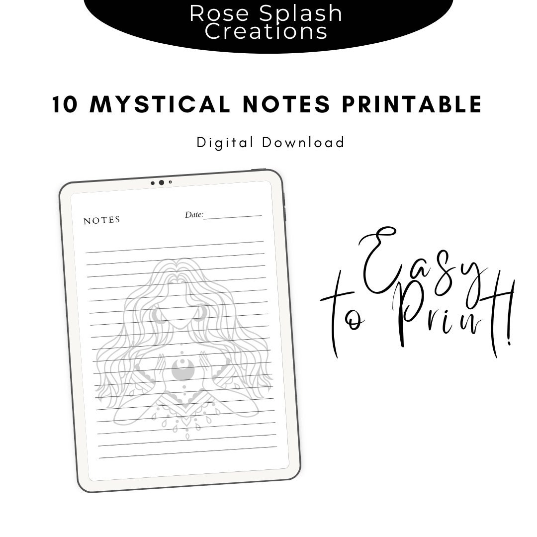 Mystical Notes| 10 Pages Digital Download| Crystal Printable Pages ...