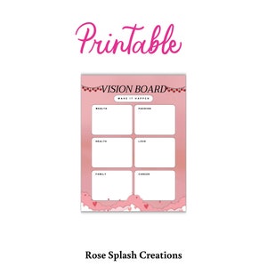 Heart Theme Vision Board Printable, Mini Planner Printable ...