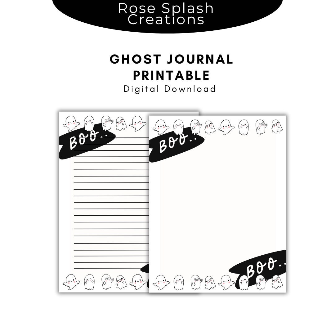 Ghost Journal Printable| Halloween Stationery| Cute Ghost Stationery ...