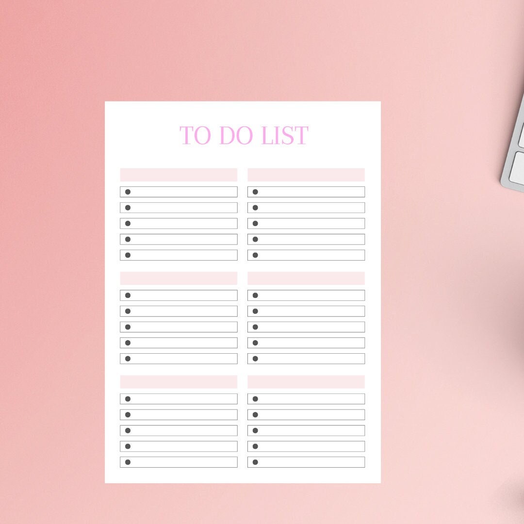 Pink to Do List| Printable to Do List - Etsy