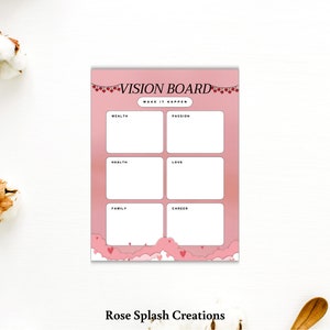 Heart Theme Vision Board Printable, Mini Planner Printable ...