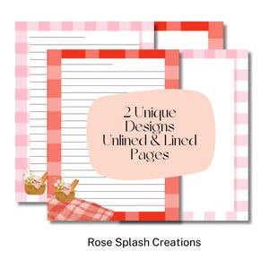 Picnic Writing Paper Bundle| 4 Printable Pdf Pages Featuring Picnic ...