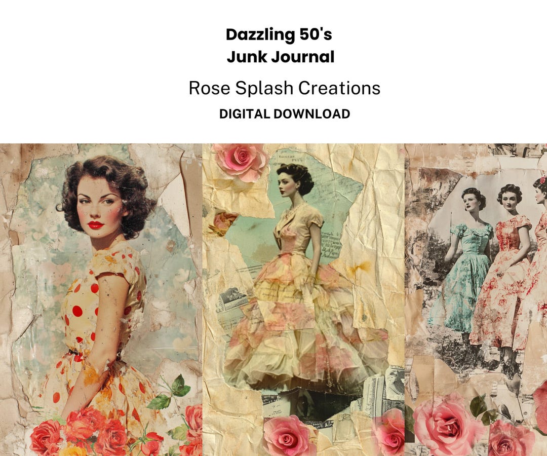 Dazzlings 50's Junk Journal Pages Printable Junk Journal Collage 1950s ...