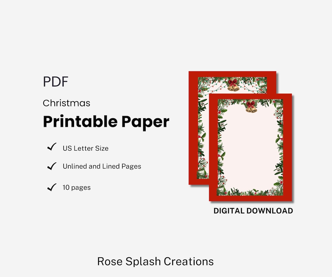 Printable Christmas Stationery| 10 Page Set of Christmas Theme Writing ...
