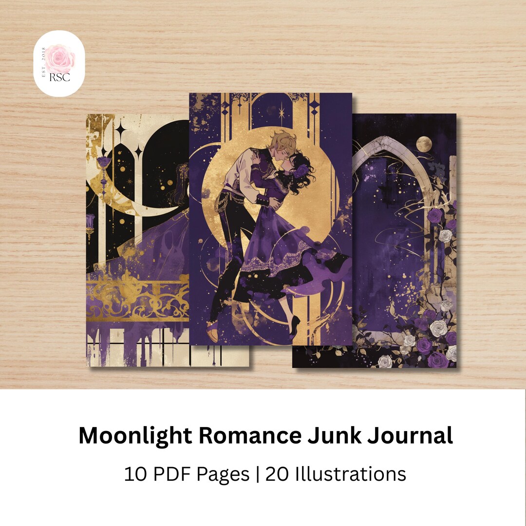 Moonlight Romance Junk Journal Printable Pages |fantasy Scrapbook ...
