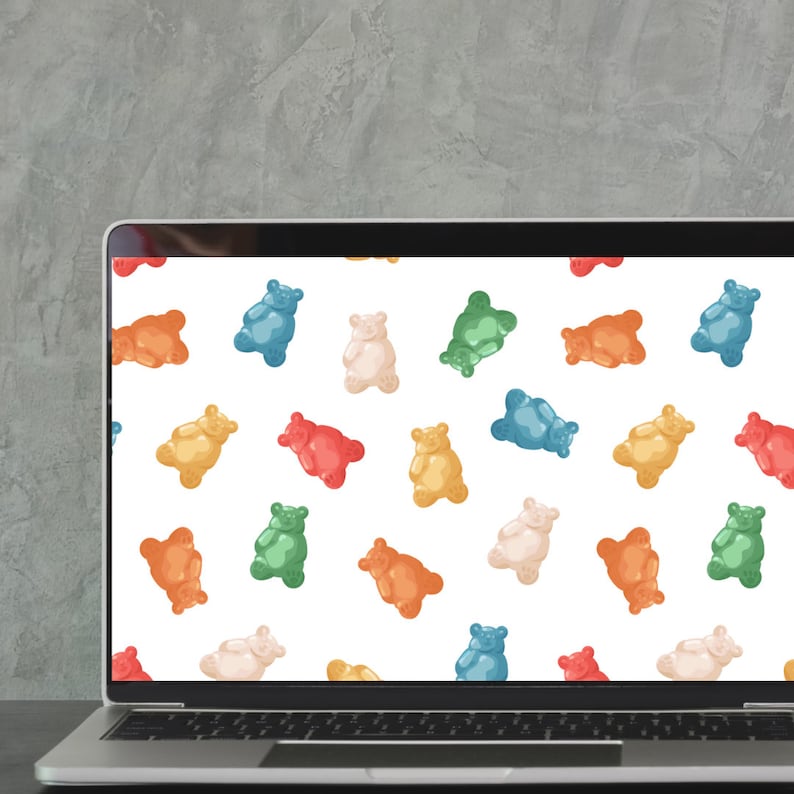 Gummy Bear Desktop Wallpaper| Digital Wallpaper| Cute Wallpaper for ...