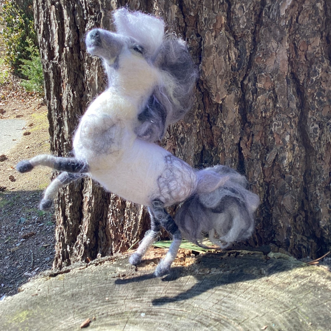 Shetland Pony Needle Felted Gray and White - Etsy
