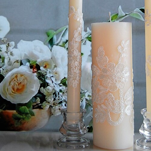 Wedding Unity Candle Set Rustic Unity Candle Church Ceremony - Etsy