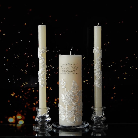 Unity Candle Set for Wedding Beige Unity Ceremony Candle - Etsy