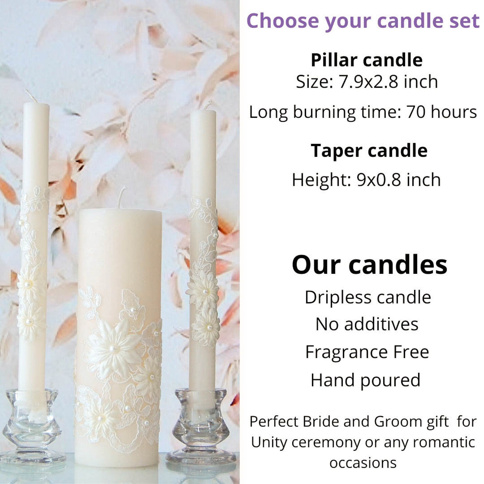 Unity Candle Set for Weddining | Unity Ceremony Candles | Unity Candles ...
