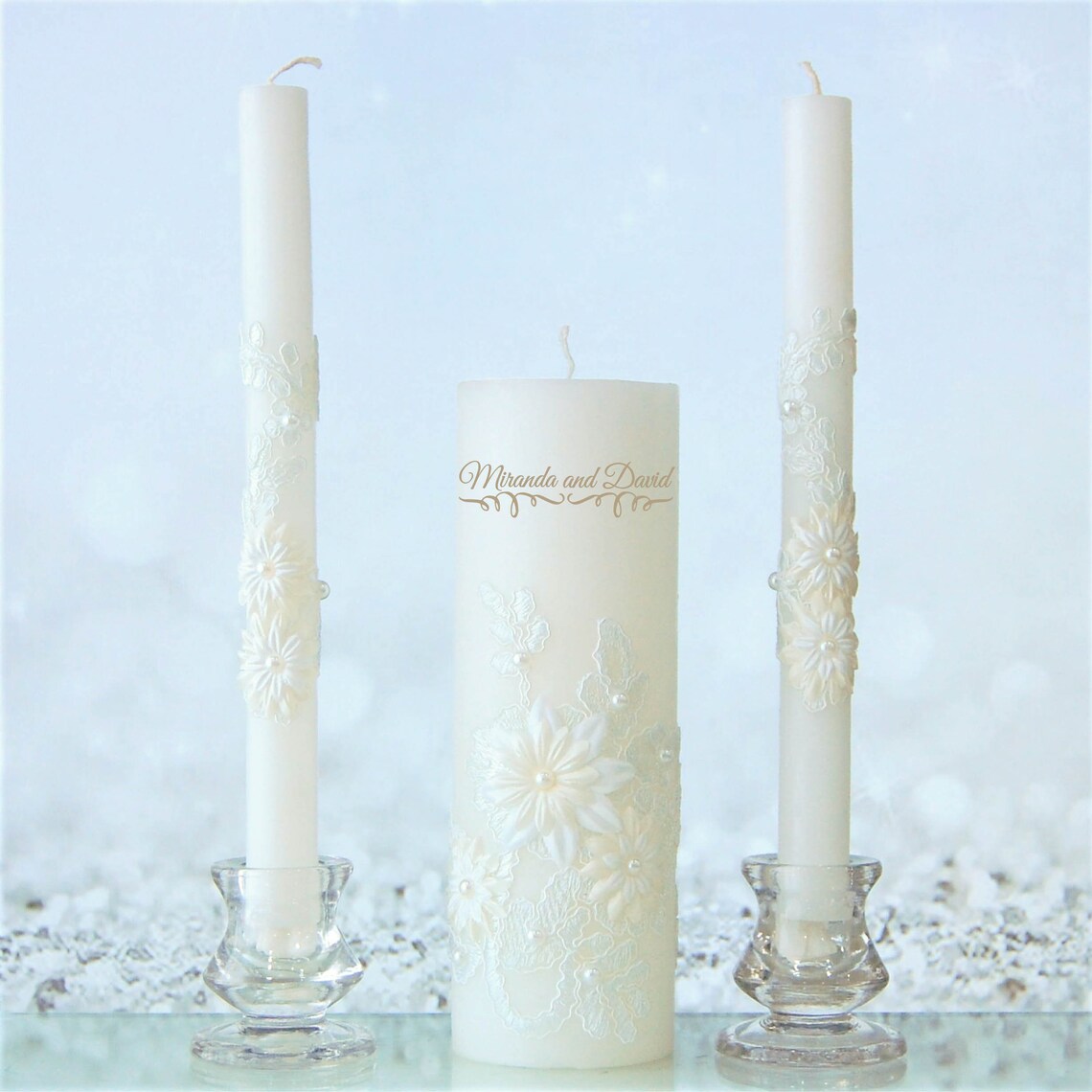 Unity candle set for weddining Unity ceremony candles | Etsy