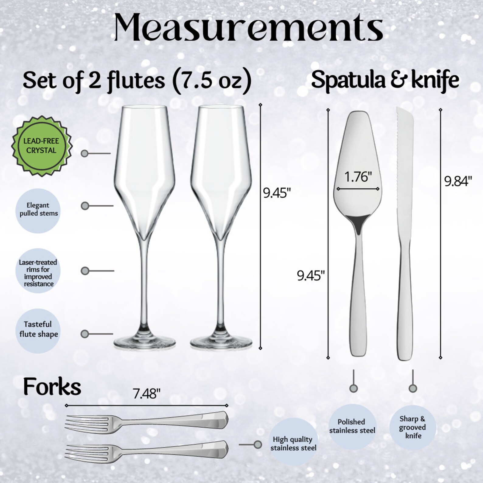 Champagne Flutes Wedding Toasting Flutes Silver Glasses | Etsy