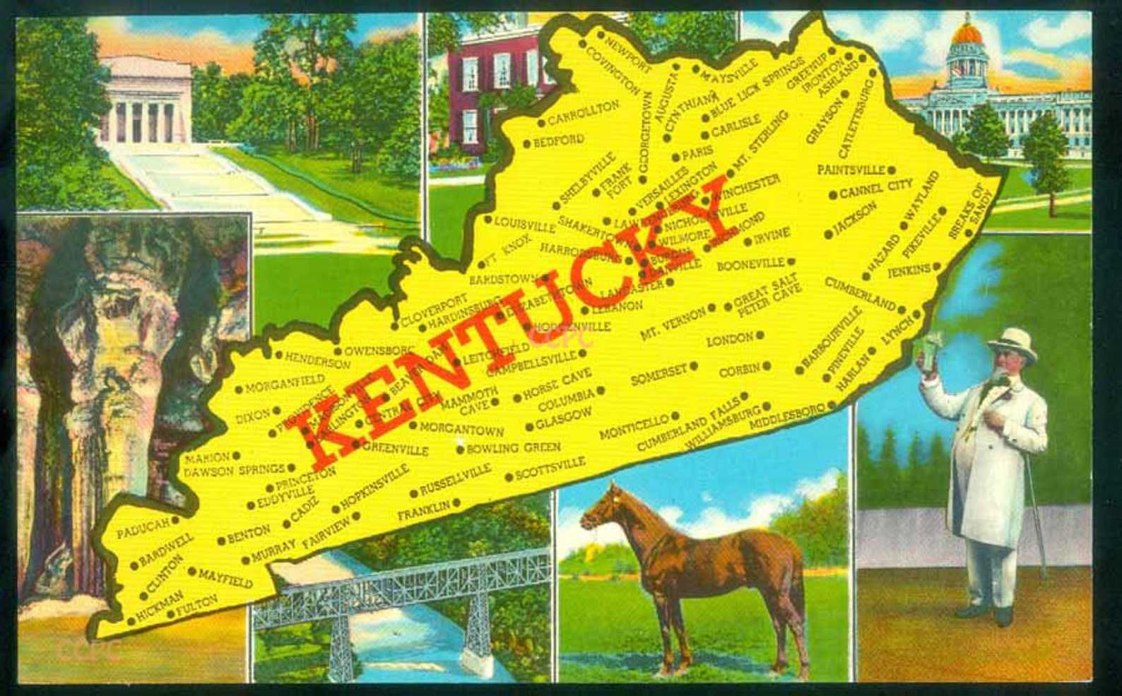 Kentucky State Shape Map Postcard With Collage of Photos | Etsy