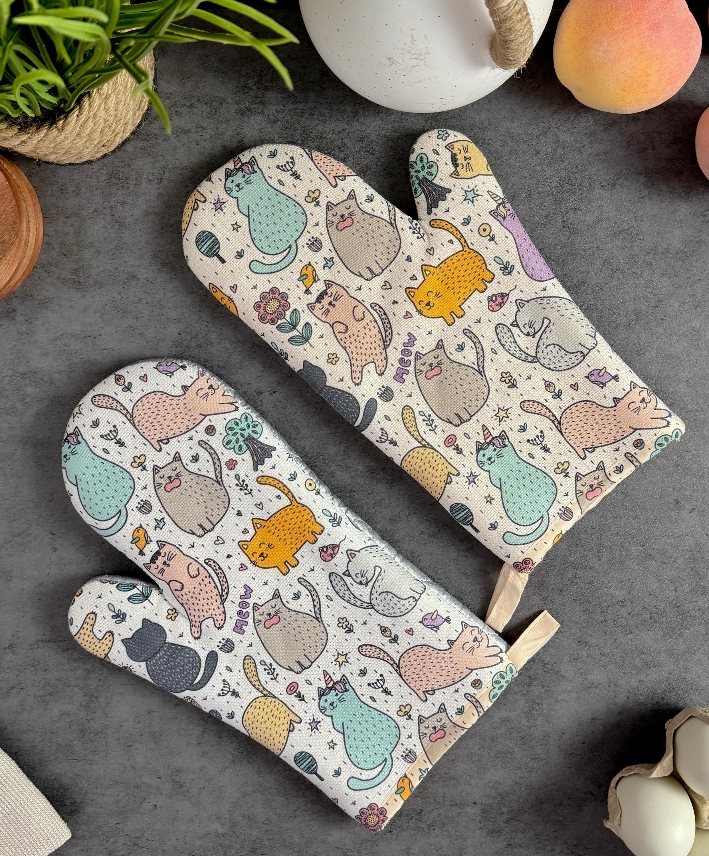 Cat Lover Kitchen Gift Set Oven Mitt Pot Holder Cooking Bundle for ...