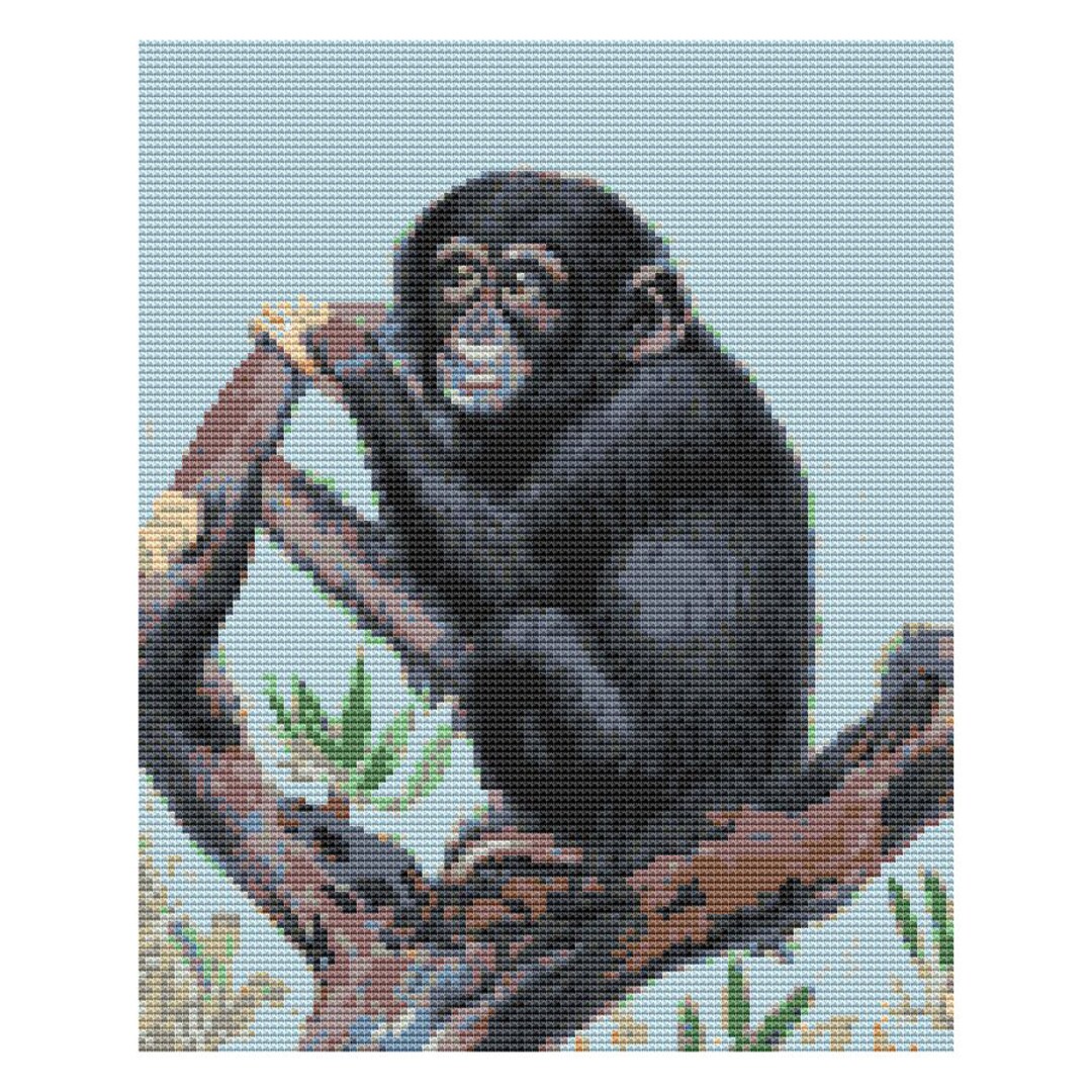 Chimpanzee Chimp Monkey Primate Counted Cross Stitch Kit 10" X 8" 14 ...
