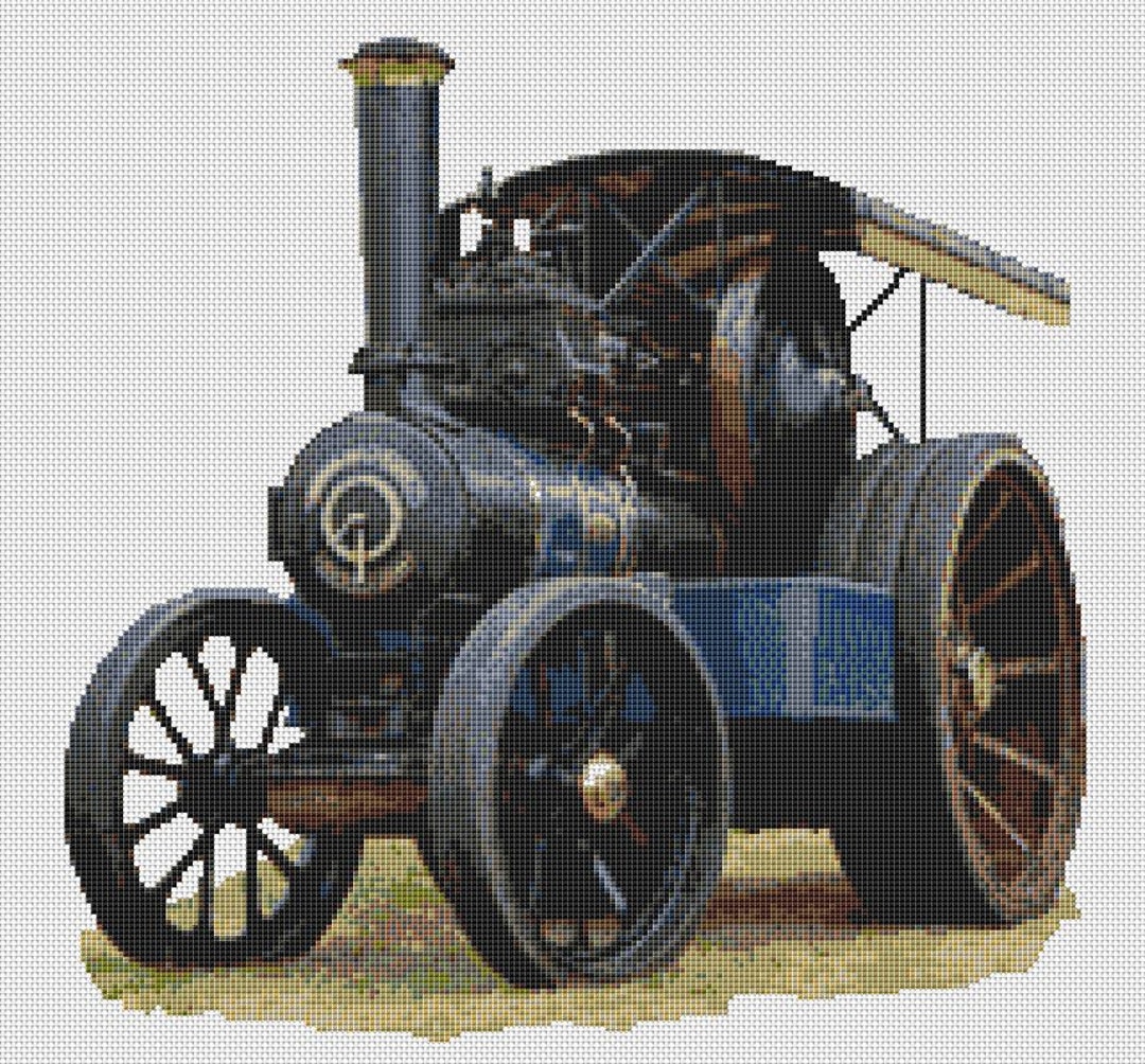 Traction Engine Steam Vintage Counted Cross Stitch Kit 15" X 14" 14 ...